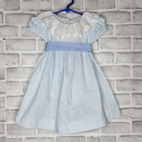 Vintage | Dresses | Vintage Sarah Kent Blue Floral Eyelet Lace Collar ...
